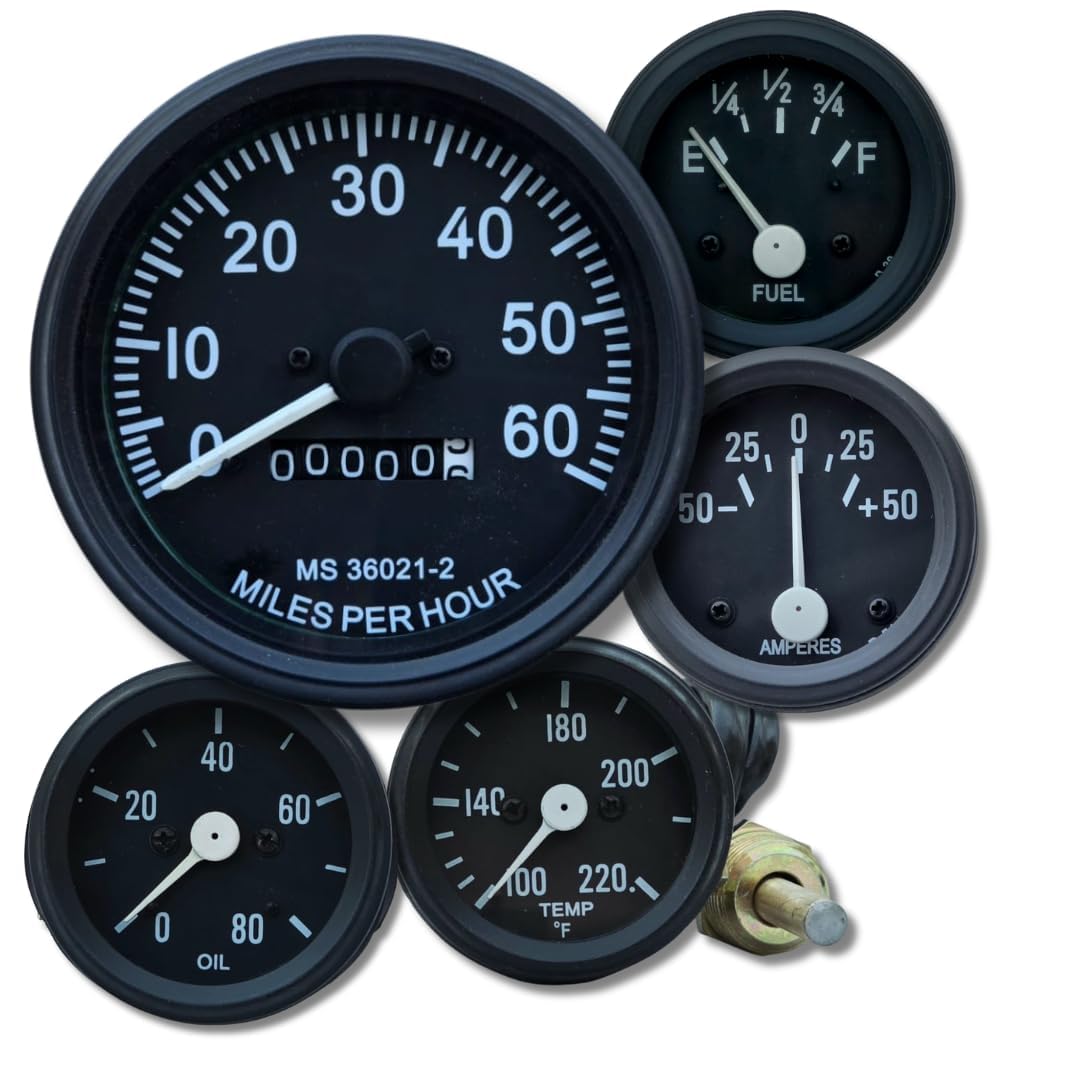 Complete Speedometer (12 Volt) Gauges Kit, 1946-1964, Willys Jeep CJ2A ...