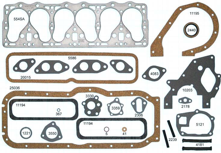 Complete Engine Gasket Set, 1950-1955, Willys Jeepster and Station Wag ...
